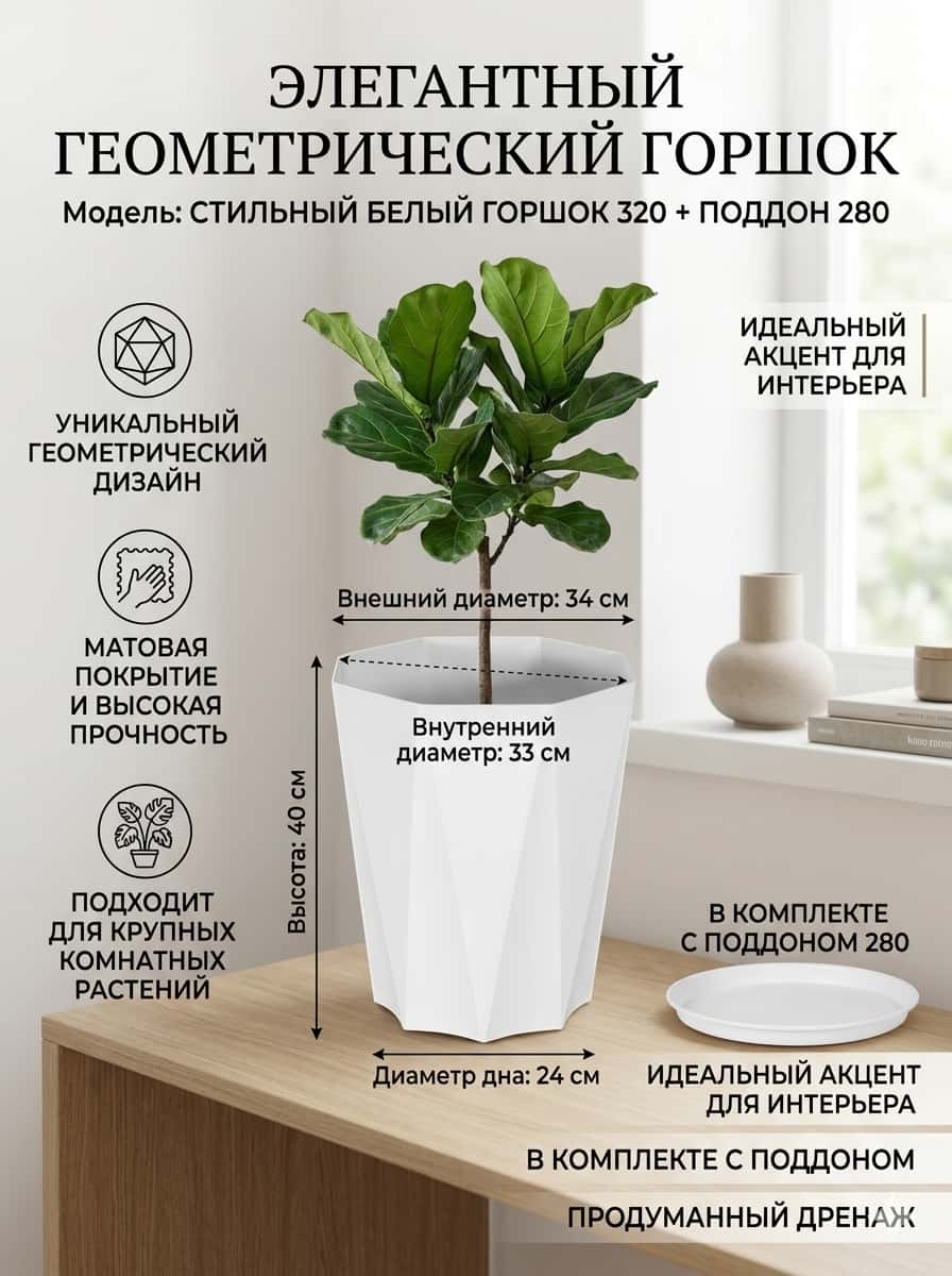Вазон 30 л, 1 шт, цвет белый--NS928