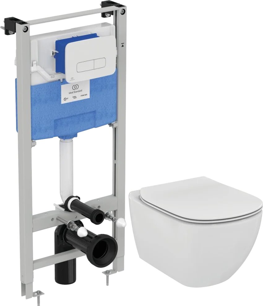 Комплект Унитаз подвесной Ideal Standard Tesi T354601 с микролифтом / Инсталляция ProSys R0308AC с кнопкой смыва белой