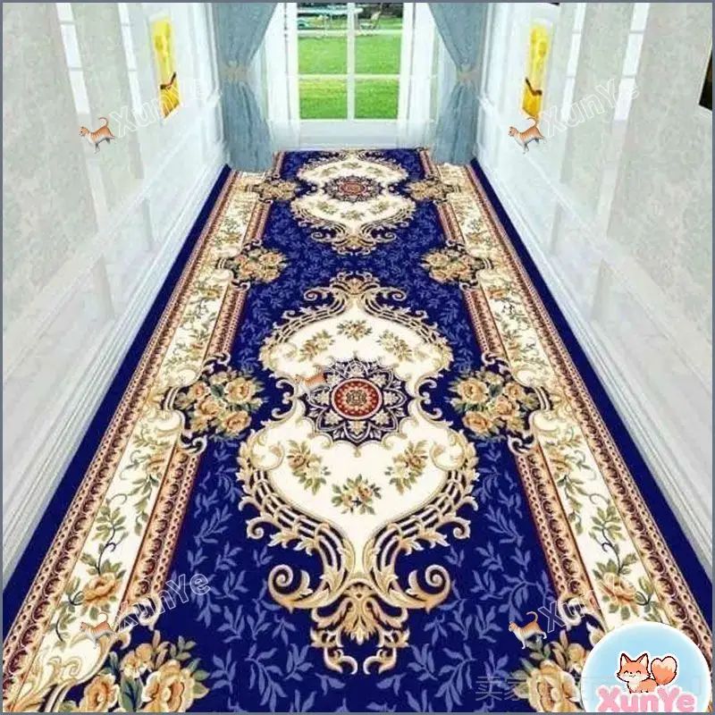 Ковер дорожка 100x269 см геометрический бронза, светло-синий