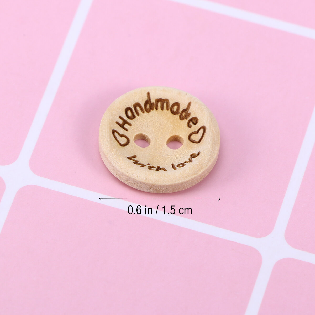 100 Шт Деревянные Кнопки Handmade With Love Для Шитья Одежды И Декора 15мм