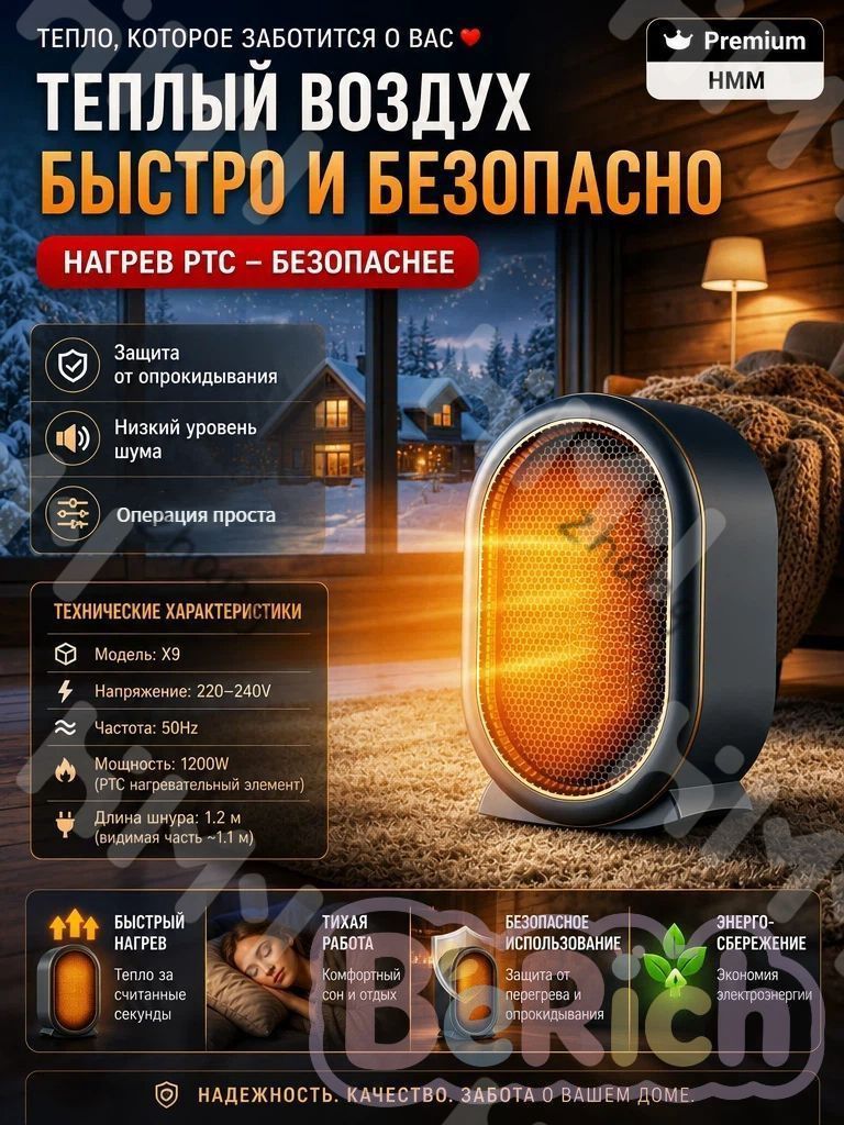 Обогреватель для дома электрический тепловентилятор 1 Обогреватель