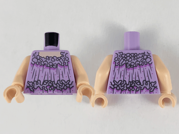 Torso Smock, Silver Frills and Gathers, Medium Lavender Trim and Metallic Pink Dots Pattern / Light Nougat Arms / Light Nougat Hands, 973pb3980c01 Lavender U