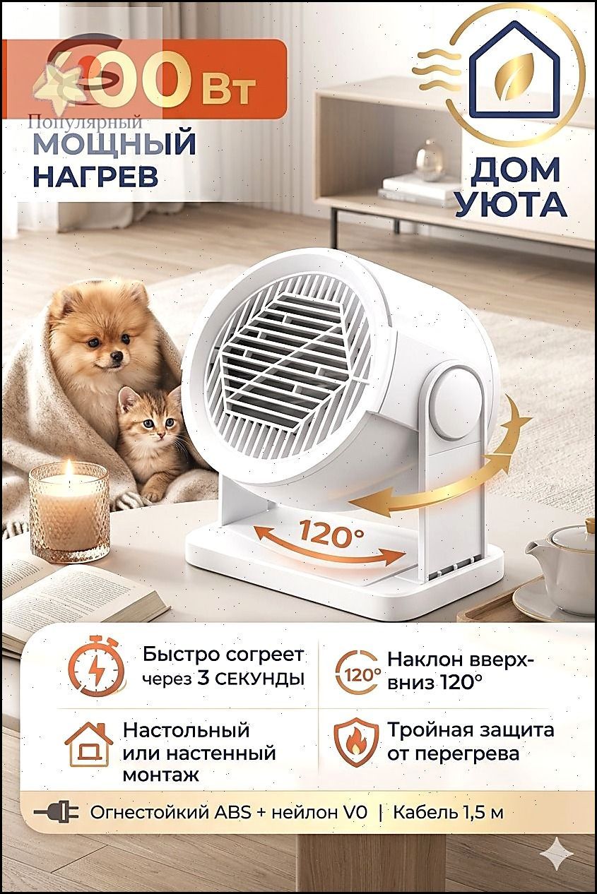 Тепловентилятор обогреватель для дома напольный электрический ветродуйка