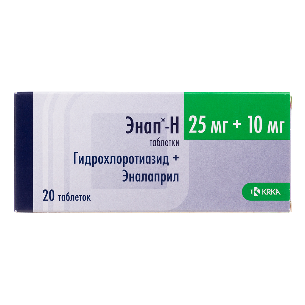 Энап-Н таблетки 25 мг+10 мг 20 шт