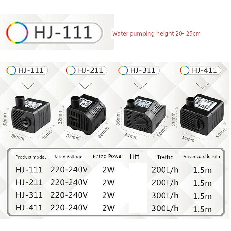 SenSen HJ-111 2 Вт тихий погружной насос для аквариума с 1 м шлангом для циркуляции воды в аквариуме