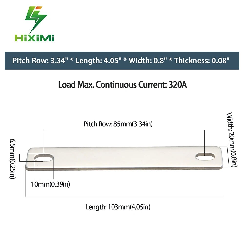HiXiMi Литиевые шины Bus Bar красная медь 50A 100A 300A 400A 4pcs, Pitch Row 85mm