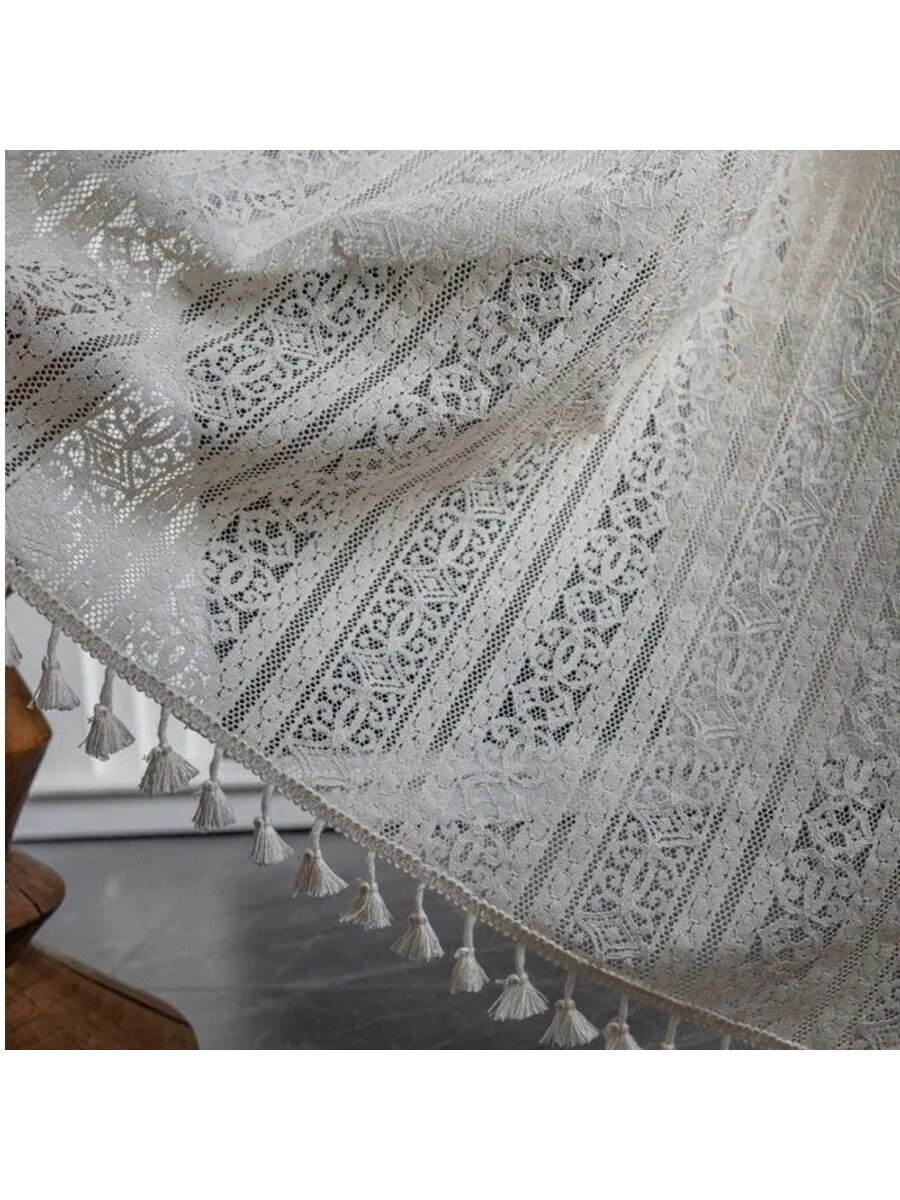 Штора гардина 150х270 см, бежевая, крепление кулиска, полиэстер, 1 шт