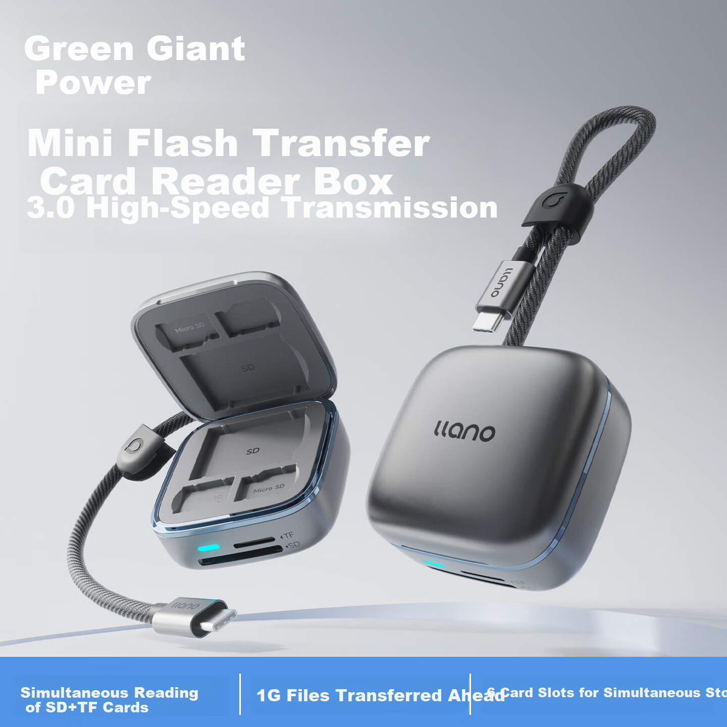 Llano 3.0 Высокоскоростной мини-двойной картридер SD/TF USB 3.0 для камеры DJI Pocket 3 и телефона Версия：Двойной