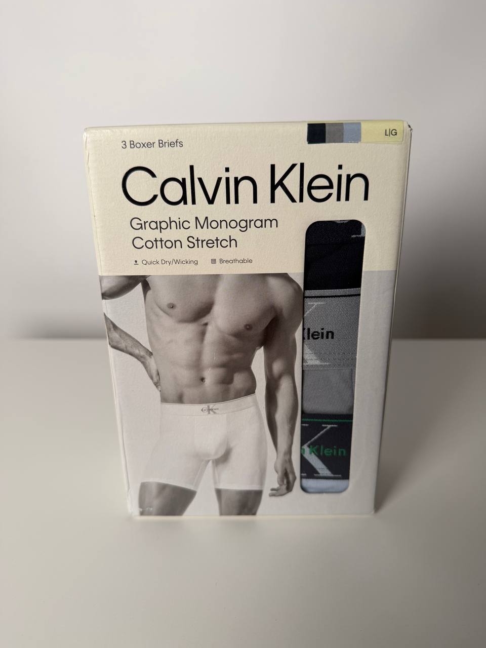Трусы CALVIN KLEIN Graphic Monogram Boxer Briefs, комплект из 3 шт., размер XL, голубой, серый — фото 1