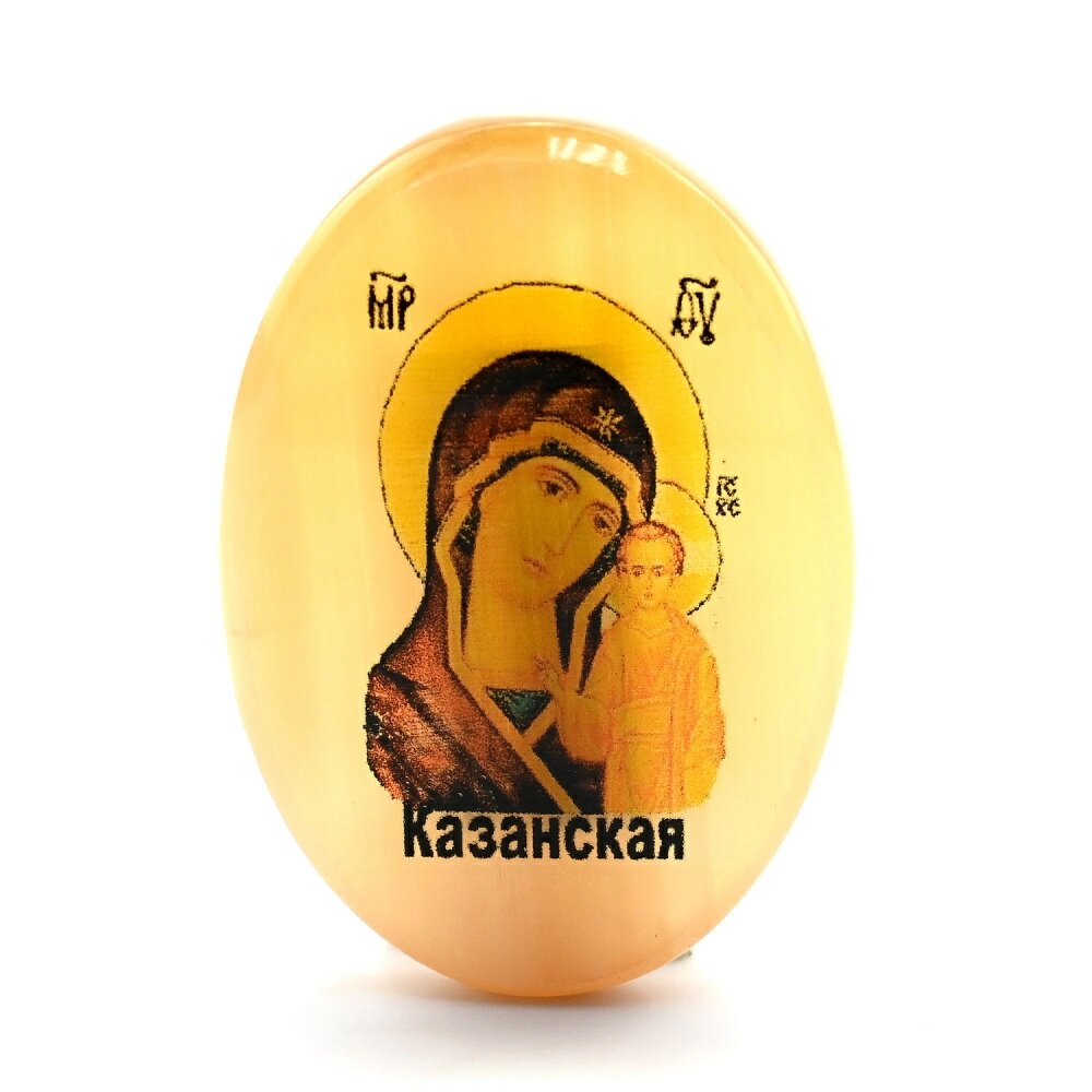 Икона из селенита "Казанская"на липучке, 38*55мм.