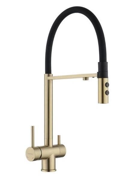 Fmark FS1262-C01 Смеситель для кухни с подключением к фильтру, цвет матовое золото