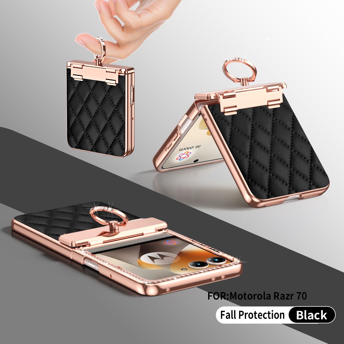 Чехол для Motorola Moto Razr 70/Моторола Разр 70/Razr 2026, soft touch, чехол-кардиомонитор, пластик, искусственная кожа, защита камеры, ударопрочный, усиленные углы, Motorola, black,