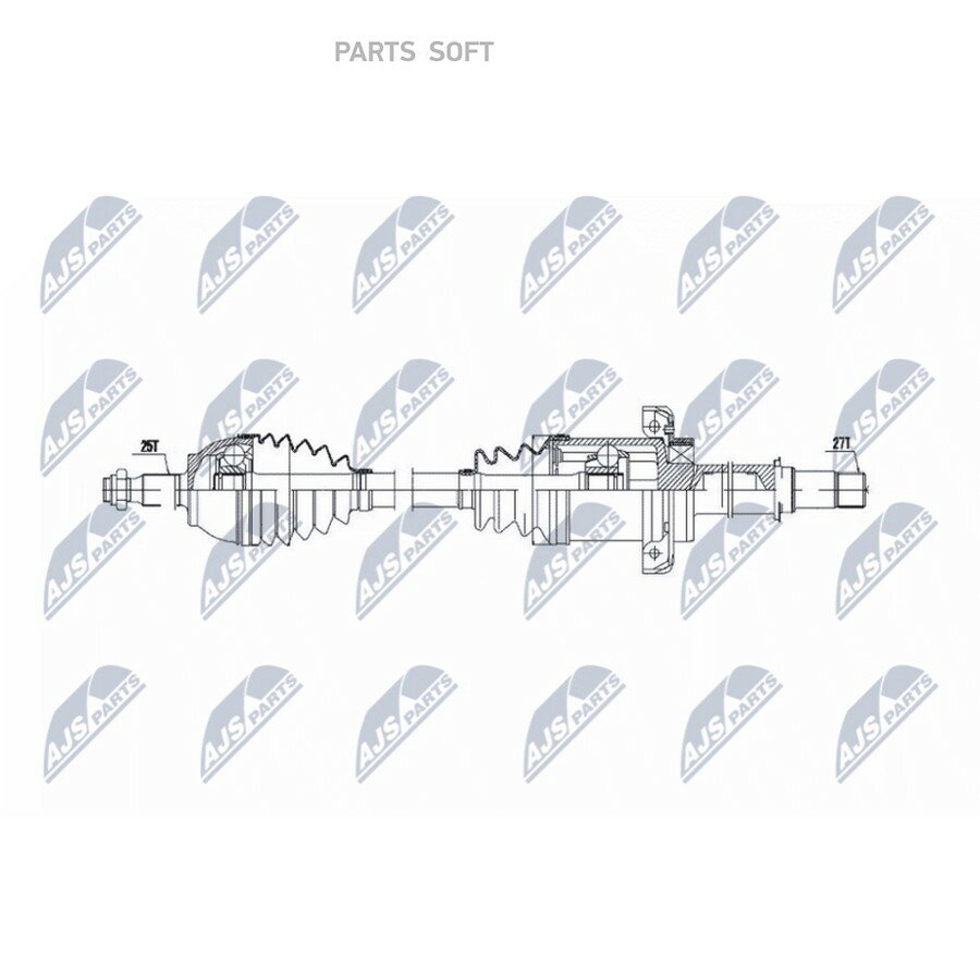 Полуось передняя MB W169 (A-Class), W245 (B-Class) - CVT /правая/ от официального дистрибьютора, NTY, артикул NPWME029