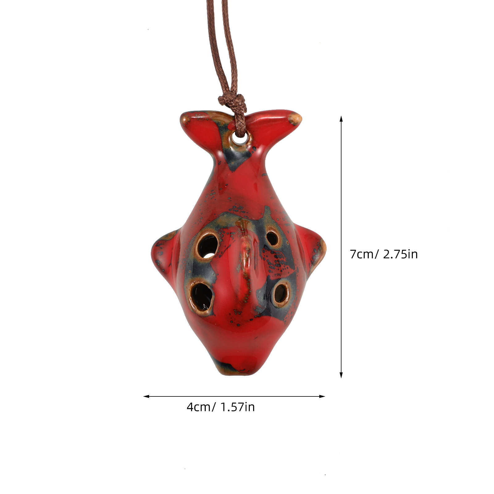 Ocarina Для Начинающих С Четырьмя Дырочками В Форме Дельфина Красного Цвета 7.00X4.50X4.00Cm