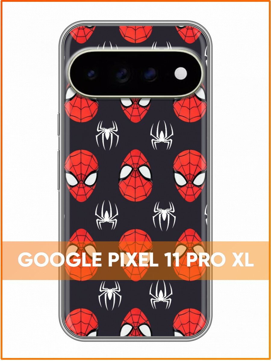 Чехол для Google Pixel 11 Pro XL с принтом Человек паук с силуэтом паука (Гугл Пиксель 11 про XL)