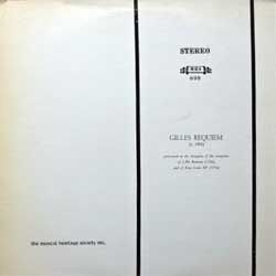 Винил LP GILLES JEAN, PHILIPPE CAILLARD CHOIR, JEAN-FRANCOIS PAILLARD ORCHESTRA, LOUIS FREMAUX 'Requiem' (1973 USA press, MHS 698, vg+/ex)