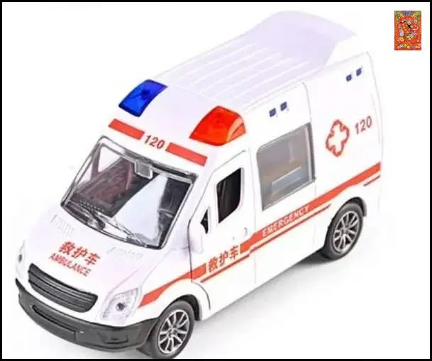 Игрушечная модель машины скорой помощи без батарейки с открывающейся дверью и гладкой поверхностью, способная к ползучести