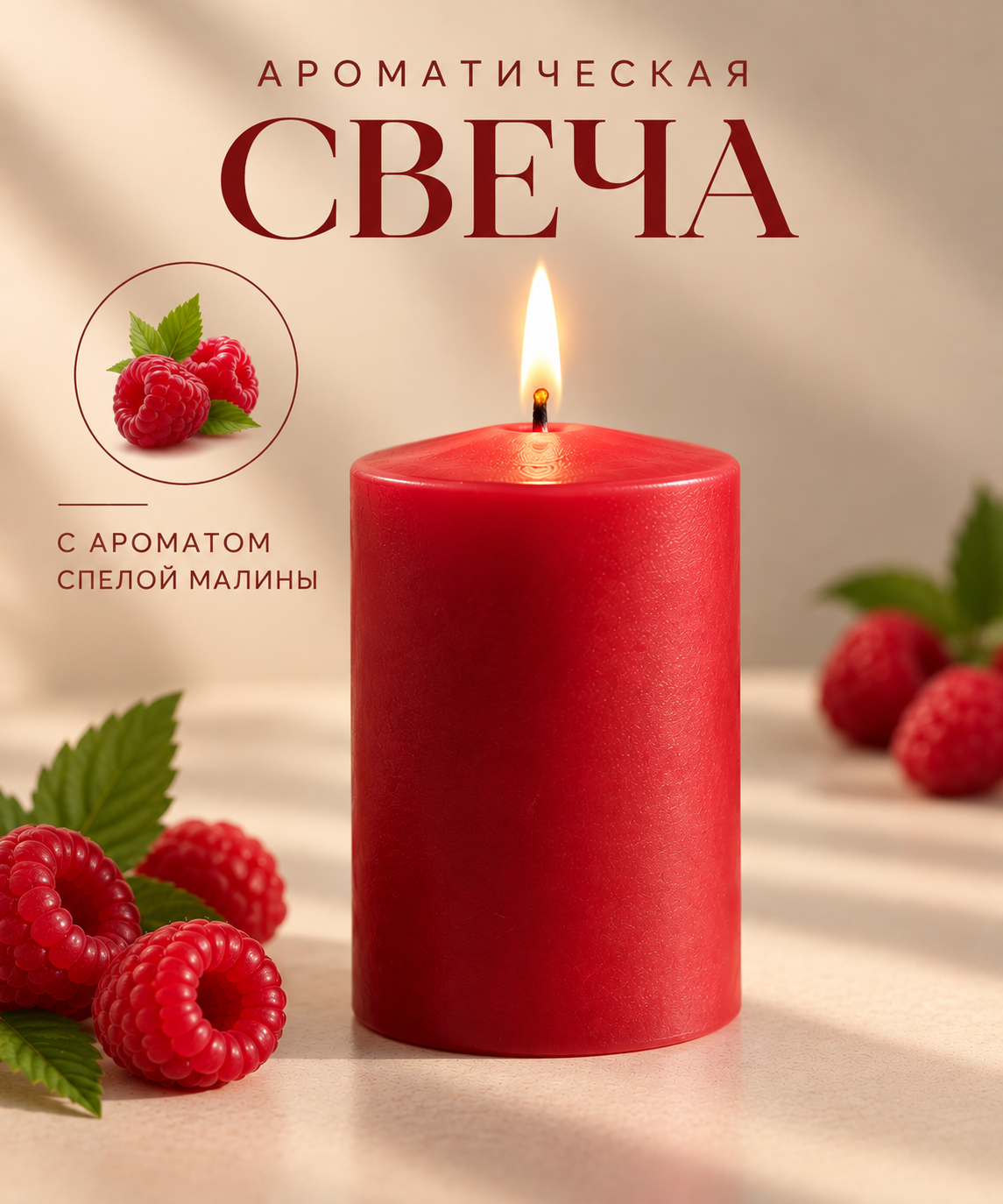 Ароматическая свеча «Сладкая малина» 6×4 см
