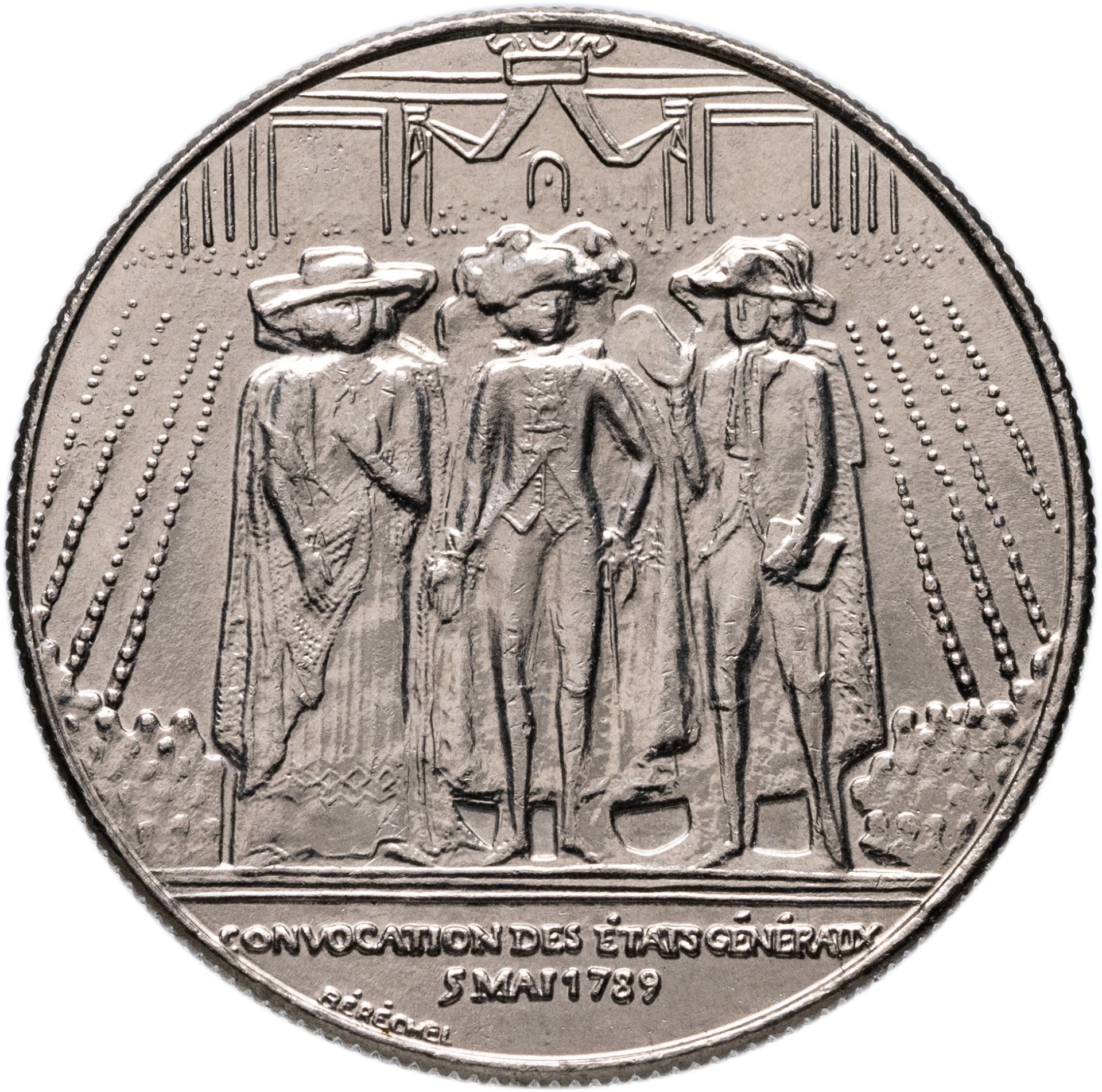 Франция 1 франк franc 1989 "200 лет Генеральных штатов", Никель, в сохранности XF