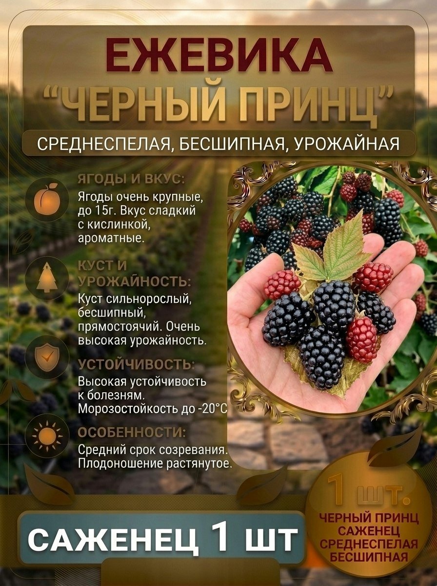 Ежевика бесшипная Черный Принц