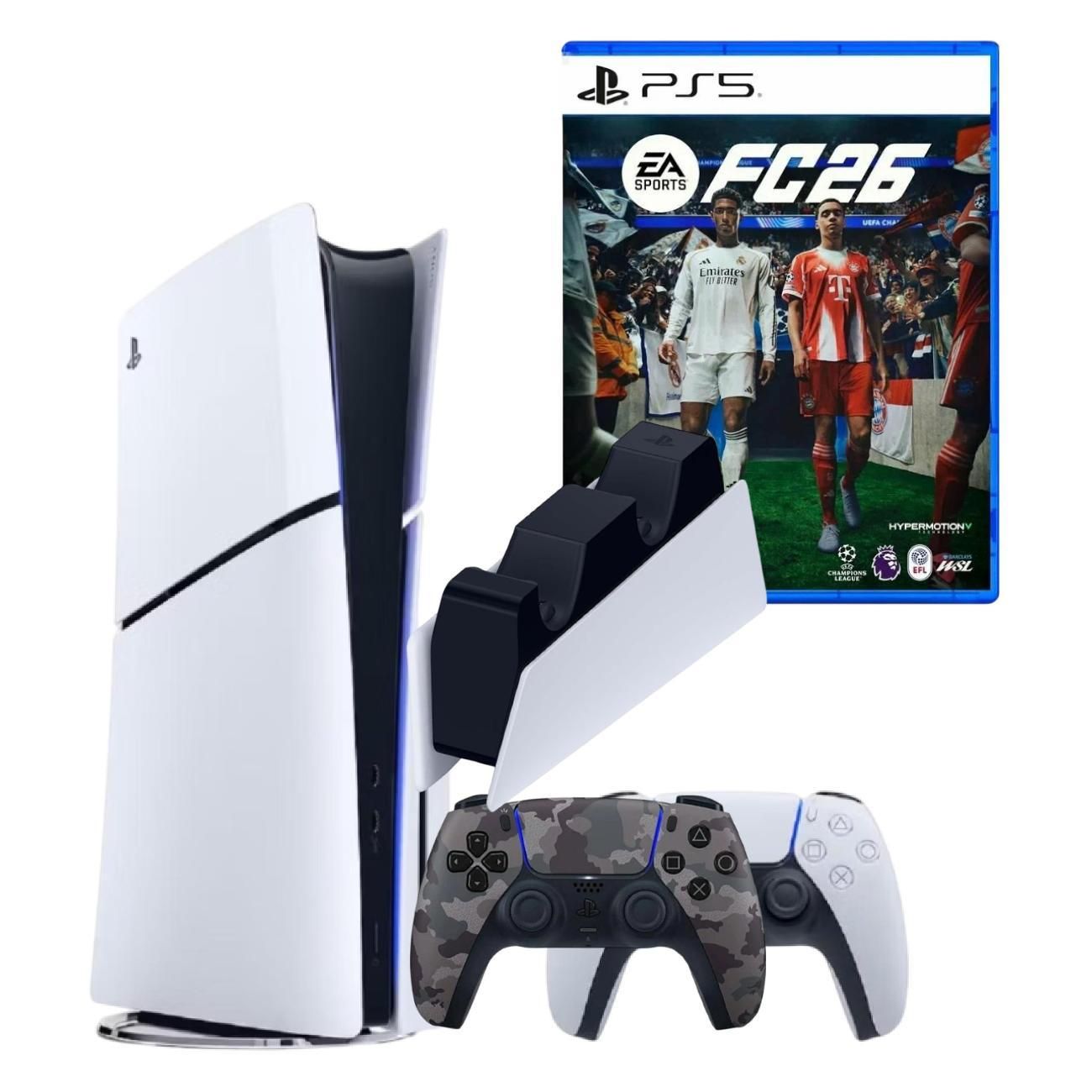Игровая приставка PlayStation 5 Slim Disk + FC26 + Dualsense Charging Station+DualSense PS5 Camouflage