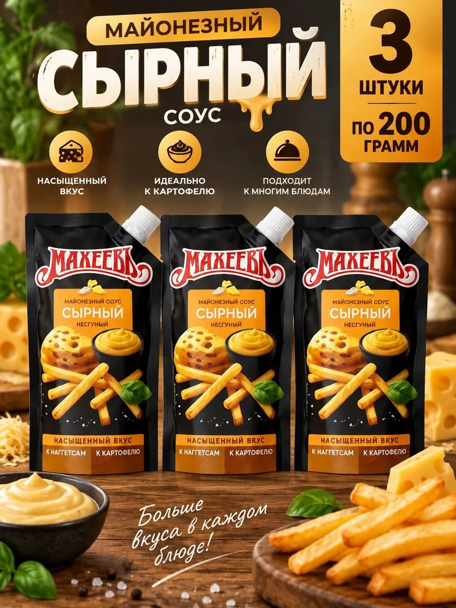 Соус 3 штуки по 200 грамм набор майонезный сырный