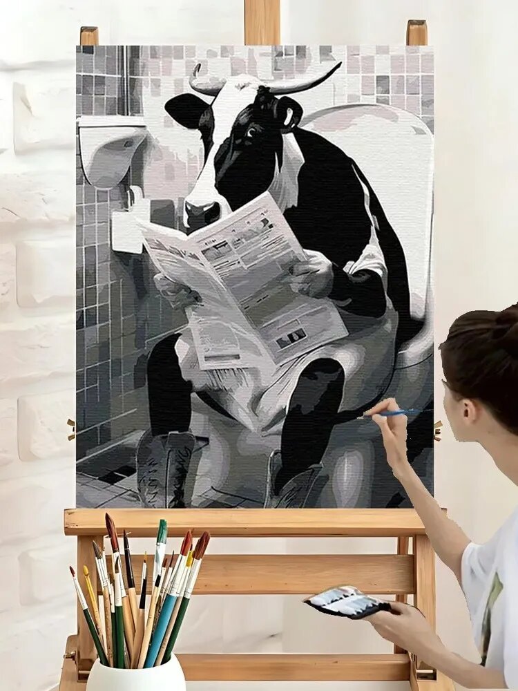 Картины по номерам Корова на унитазе 40x50cm