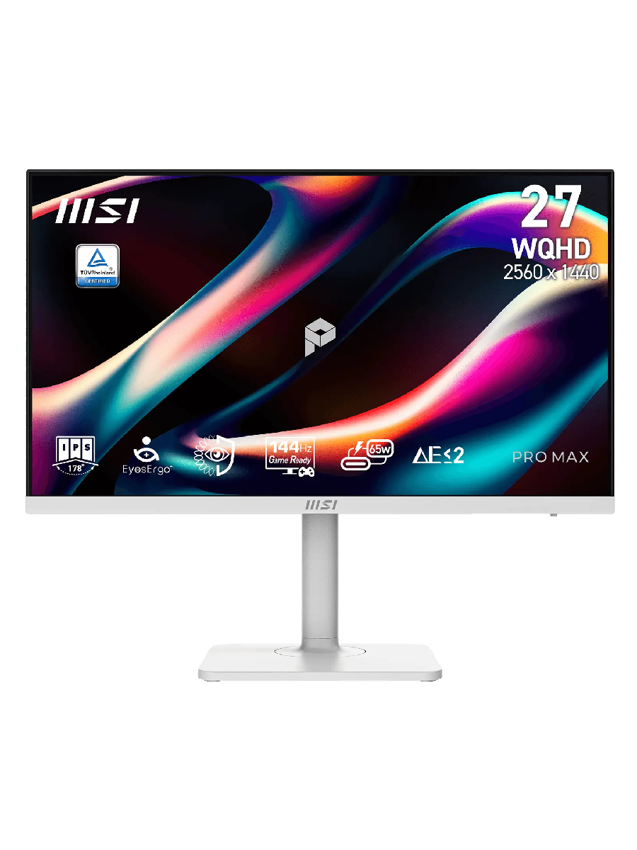 27' Монитор MSI PRO MAX 271QPHW E14, 2560x1440, IPS, 178x178, 300nit, 144 Гц, 4ms, 2 HDMI/DP, 1 USB-C, 2 USB-A, белый