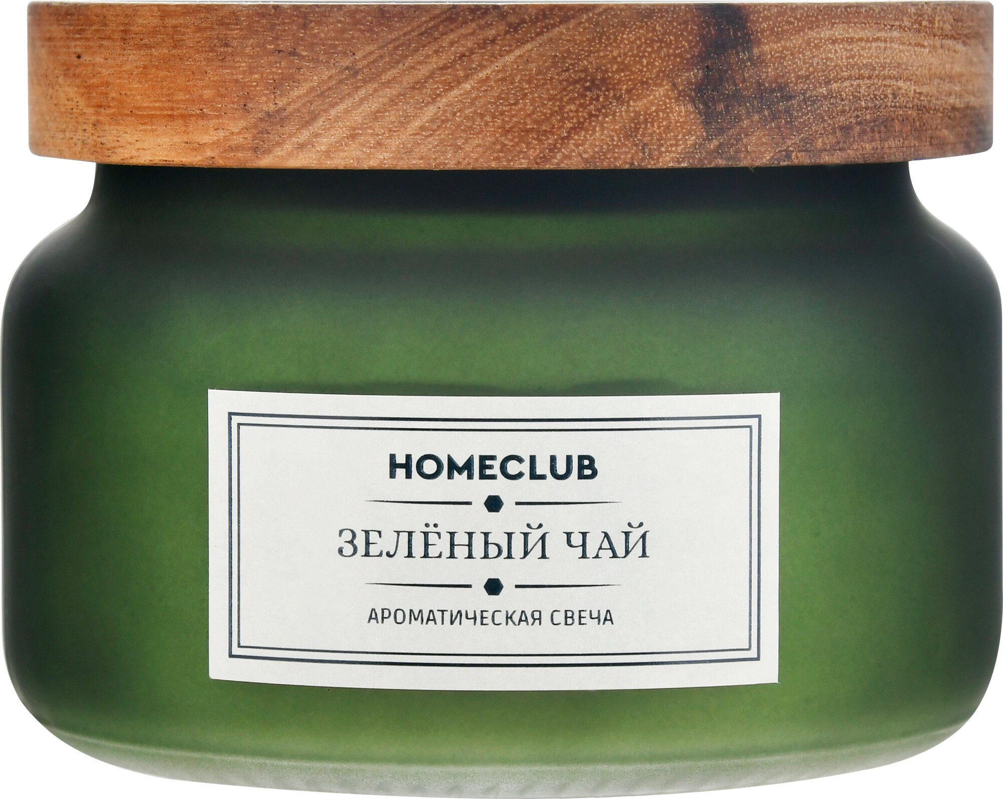 Свеча HOMECLUB Natural jade в банке 10х7,6см, стекло, бамбук, Арт. OC47