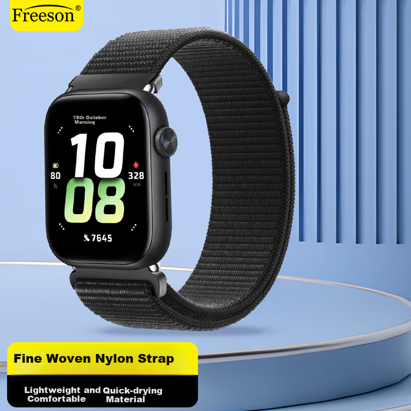 Freeson Нейлоновая тканевая лента с магнитным замком для Honor Watch 5 22 мм, черная, дышащая замена браслета