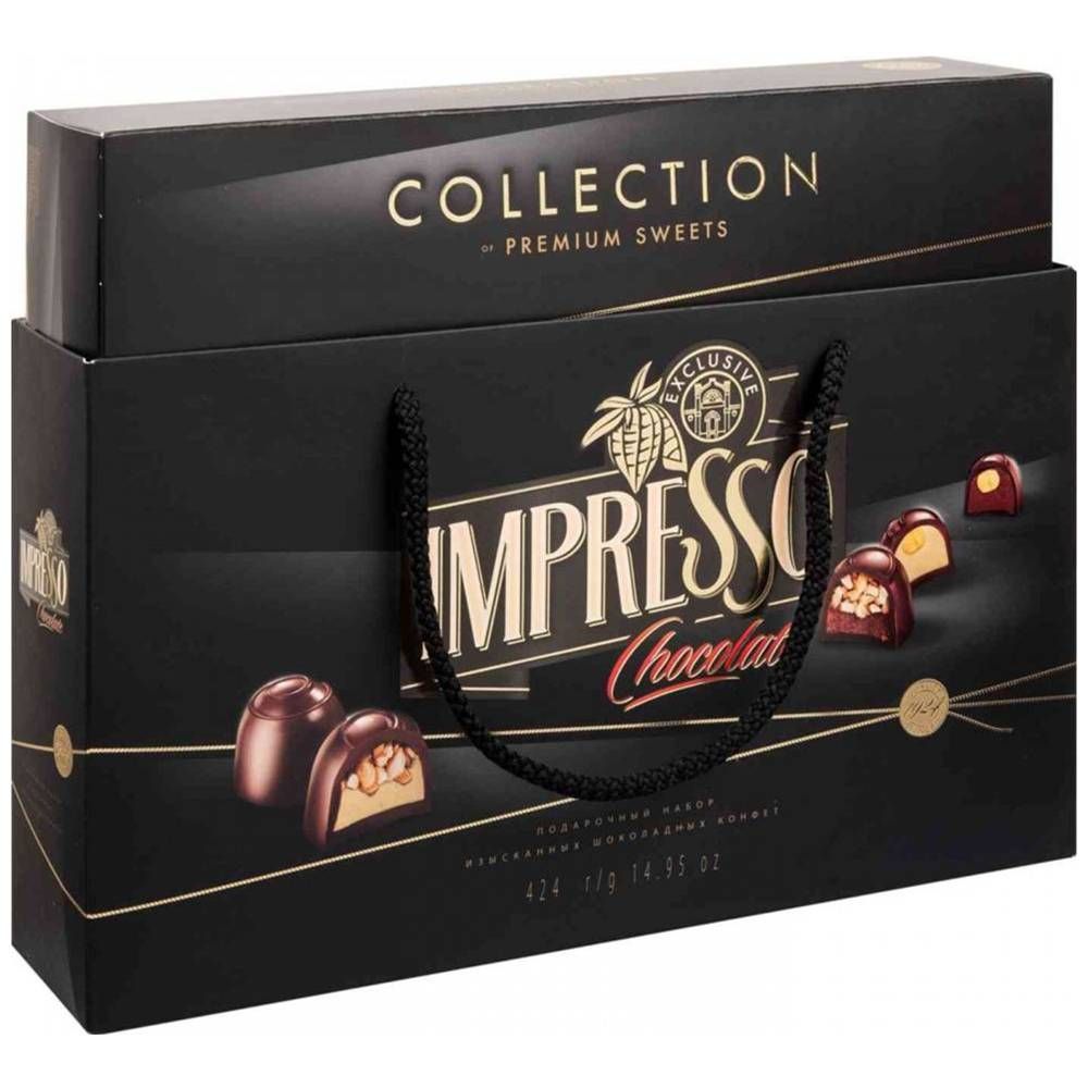Набор конфет спартак "IMPRESSO" (черный дизайн) /картон/ 424г