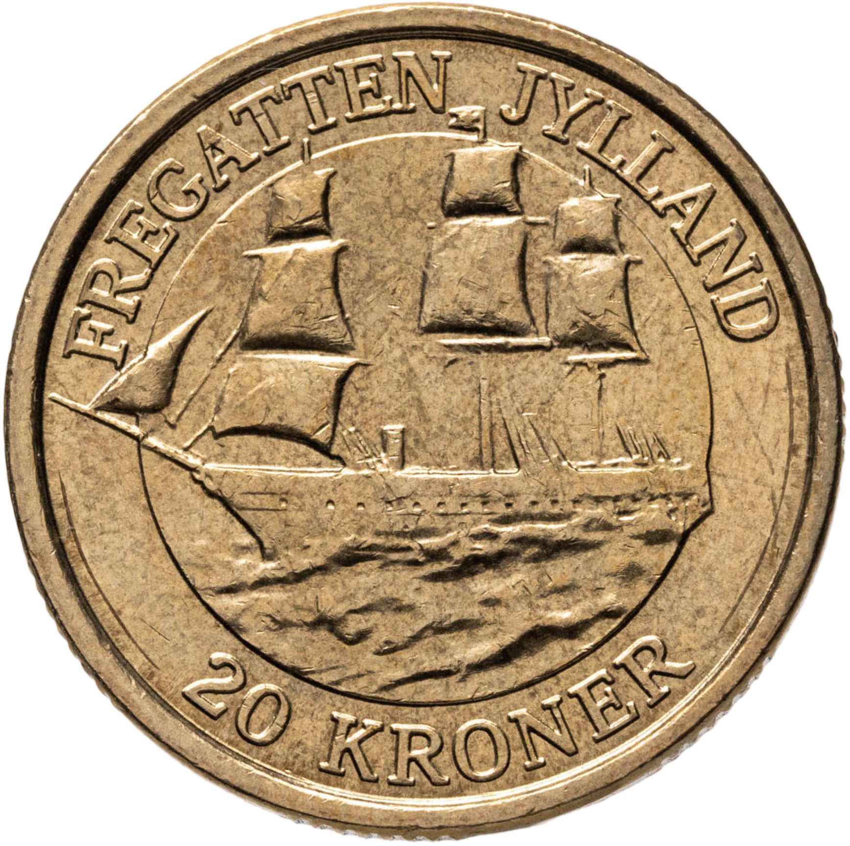 Дания 20 крон kroner 2007 "Фрегат Юлланд", в сохранности AU