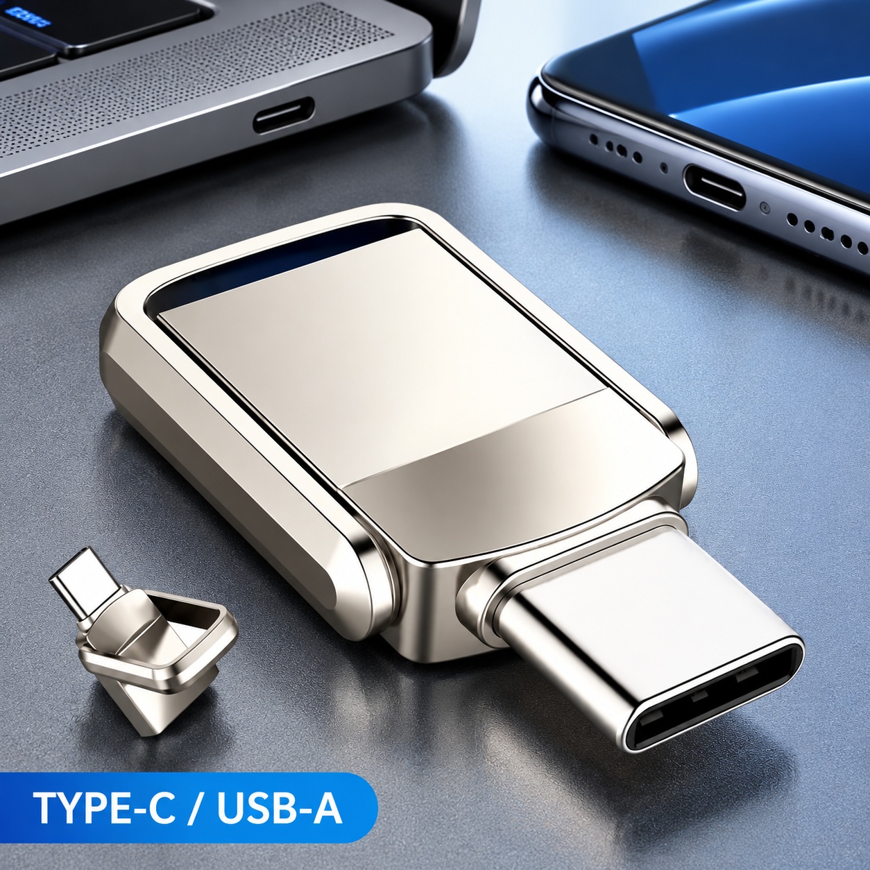 USB-накопитель Type-C 2ТБ, OTG (Цвет товара: серебристый)