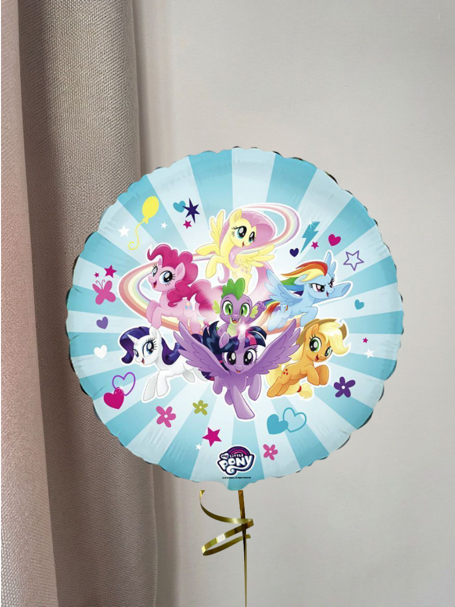 Фольгированный воздушный шар голубой с гелием Дружные My Little Pony Пони