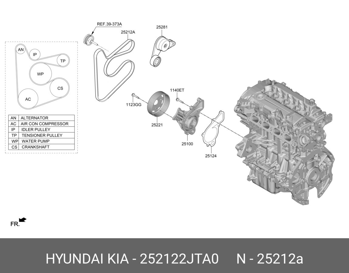 Приводной ремень двс l 75см (Hyundai/Kia 252122JTA0)