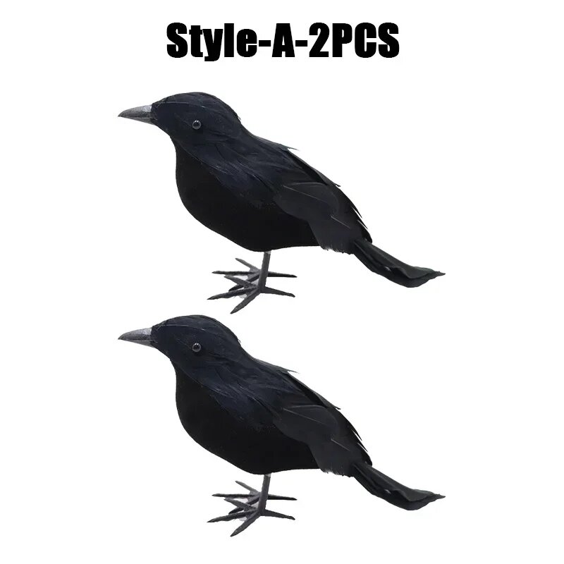 Декор вороны черная, 2 шт, Style A