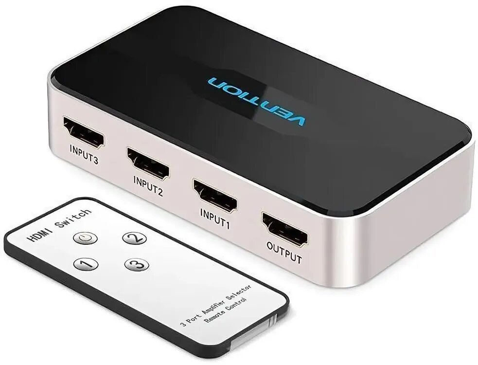 Переключатель аудио-видео VENTION 4xHDMI (f) - ver 1.4, GOLD, серебристый