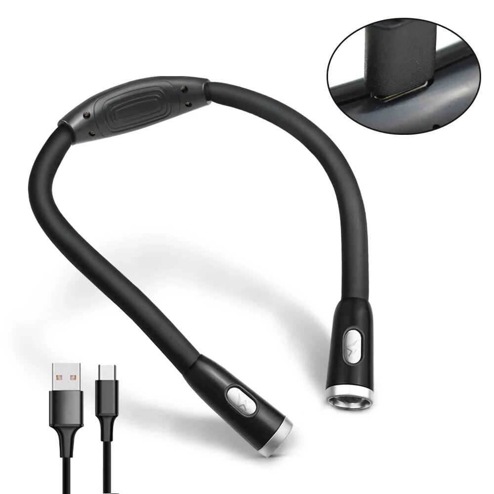 GRN-FLASHING Перезаряжаемая USB LED лампа-светильник для чтения Черный, rechargeable - black