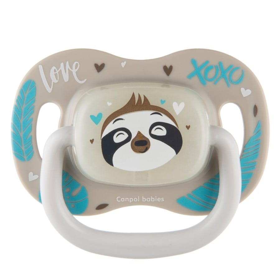 Пустышка Canpol Babies exotic leniwiec, силиконовая, симметричная, 0-6 месяцев, бежевый
