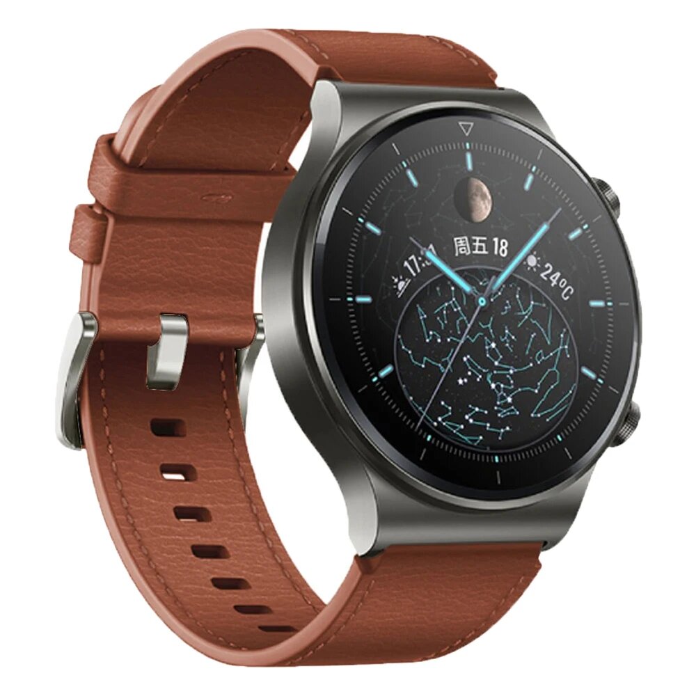 Кожаный ремешок JSPSTA для HUAWEI WATCH GT 2 Pro 22 мм Honor Magic 2 46mm, Yellowish brown