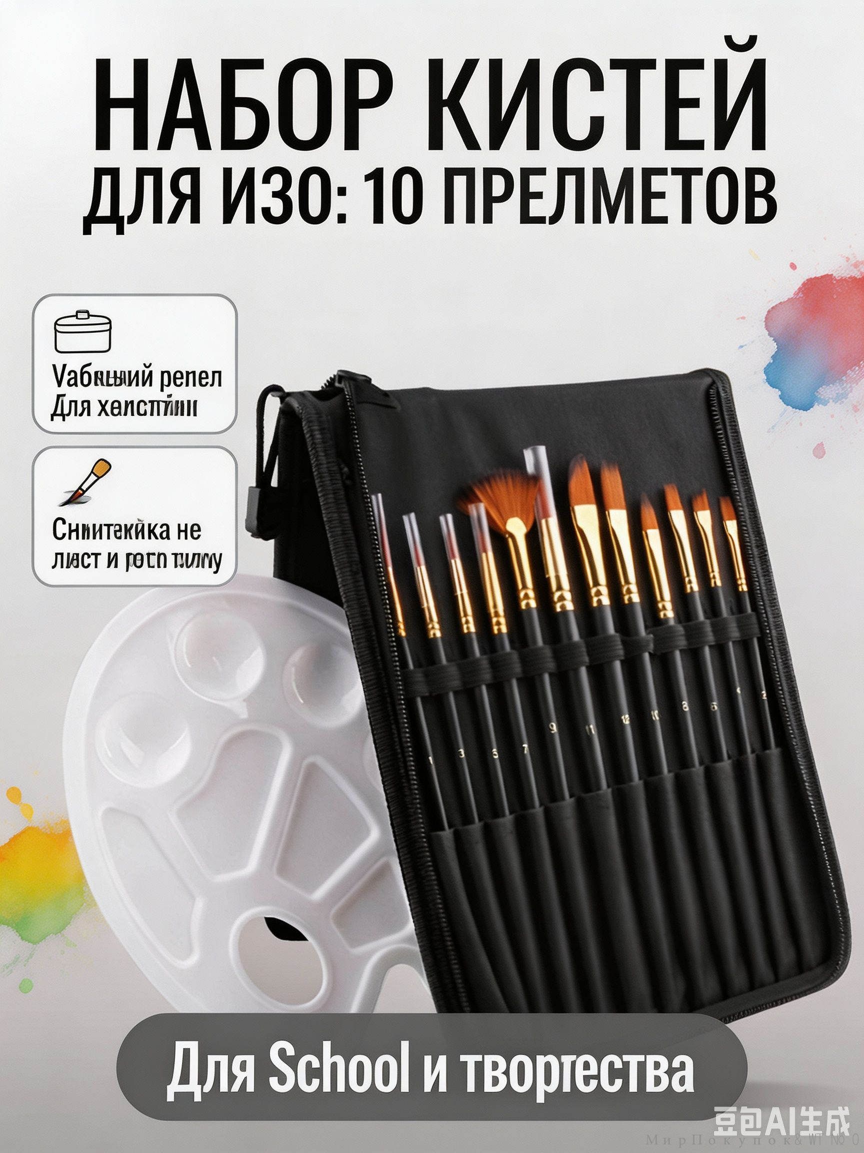 Набор кистей для рисования Круглая № 10/0, 10 шт.