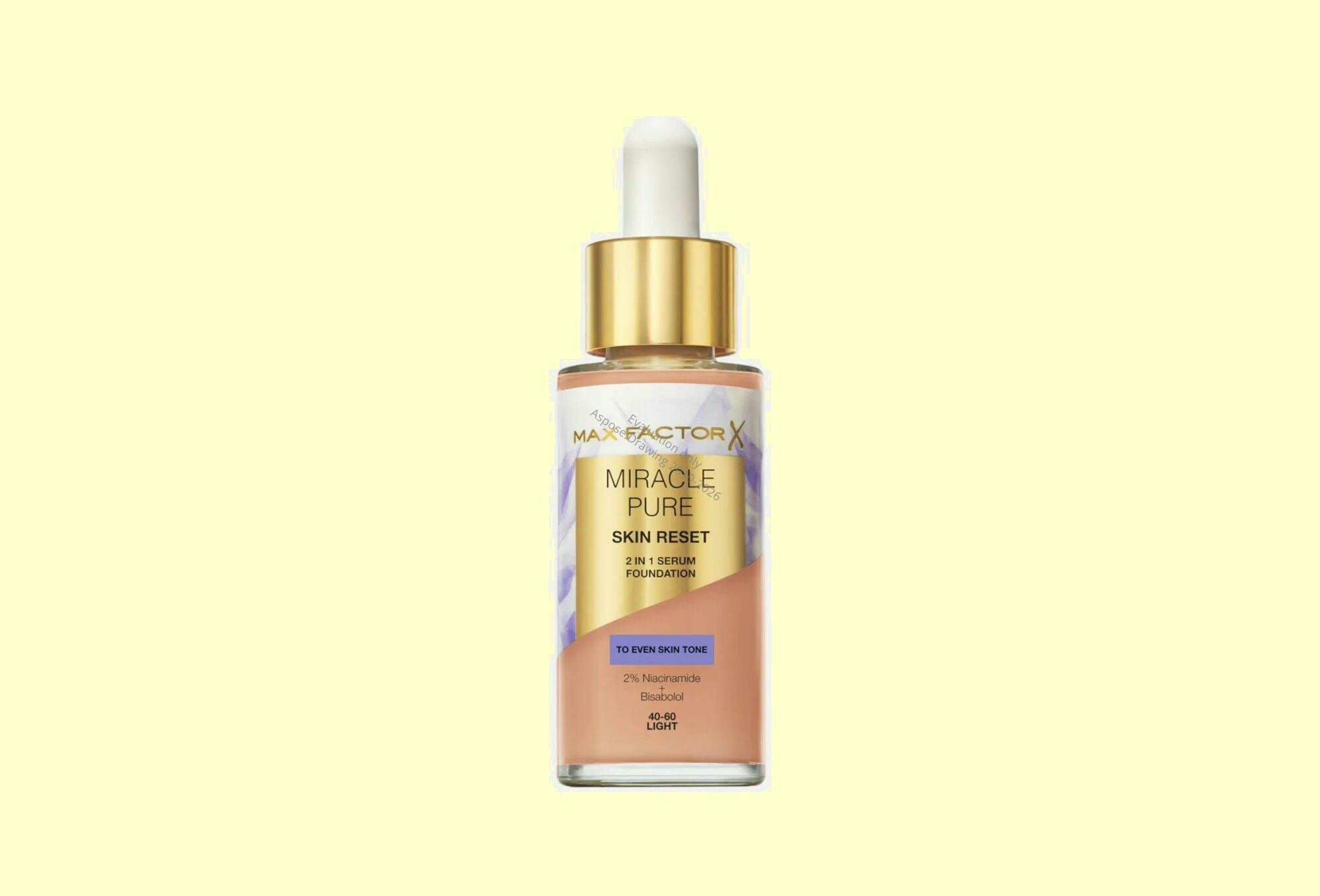 Тональная сыворотка для лица Max Factor Miracle Pure Skin Reset Serum, оттенок 40-60, Light, 30 мл