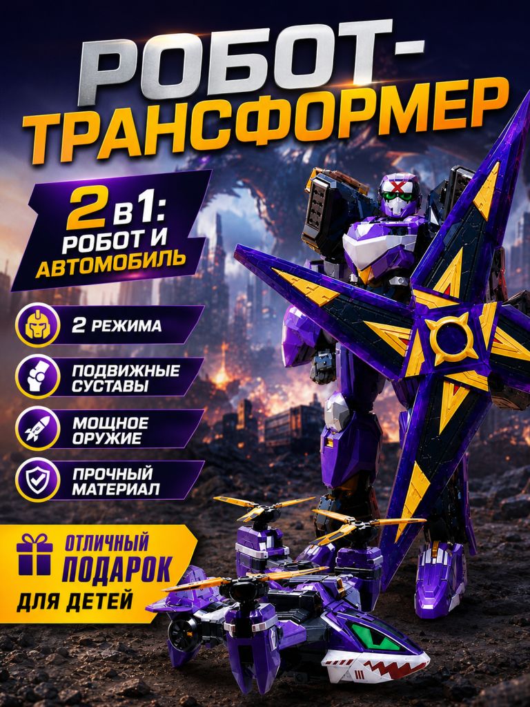Металлический робот-трансформер Shadow X, 17 см, серия S1. Метал Кард Бот.