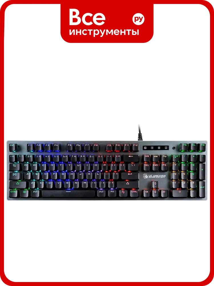 Клавиатура A4TECH B765 механическая серый USB for gamer LED (B765 GREY/NEON (GREEN SWITCH)) кабель 1.8 1377936
