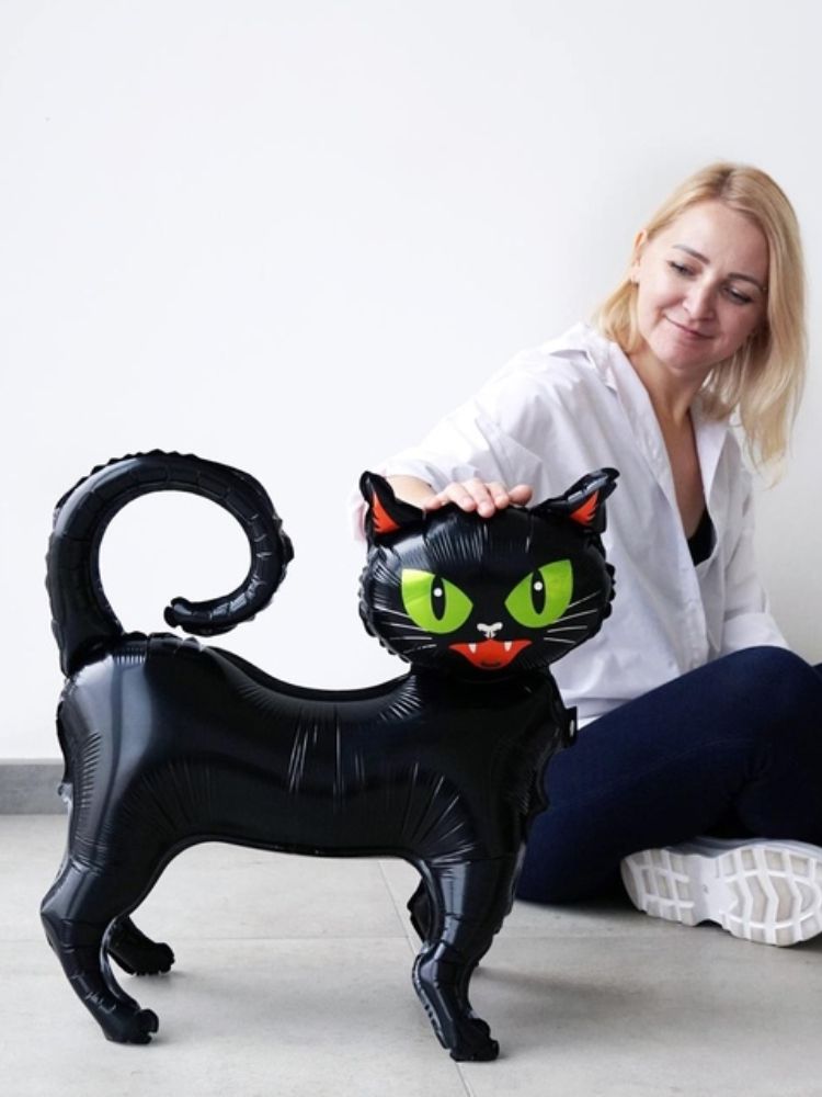 Воздушный шар из фольги "черный кот", 1 шт.