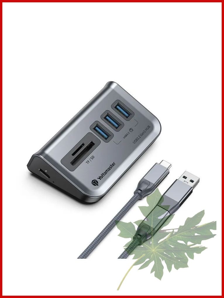 USB HUB Yottamaster GA1 3ATS USB Type-C, 3USB 3.2 Gen1, SD/TF, 5 Гбит/с, USB-C/USB-A, для ноутбука ПК MacBook Windows