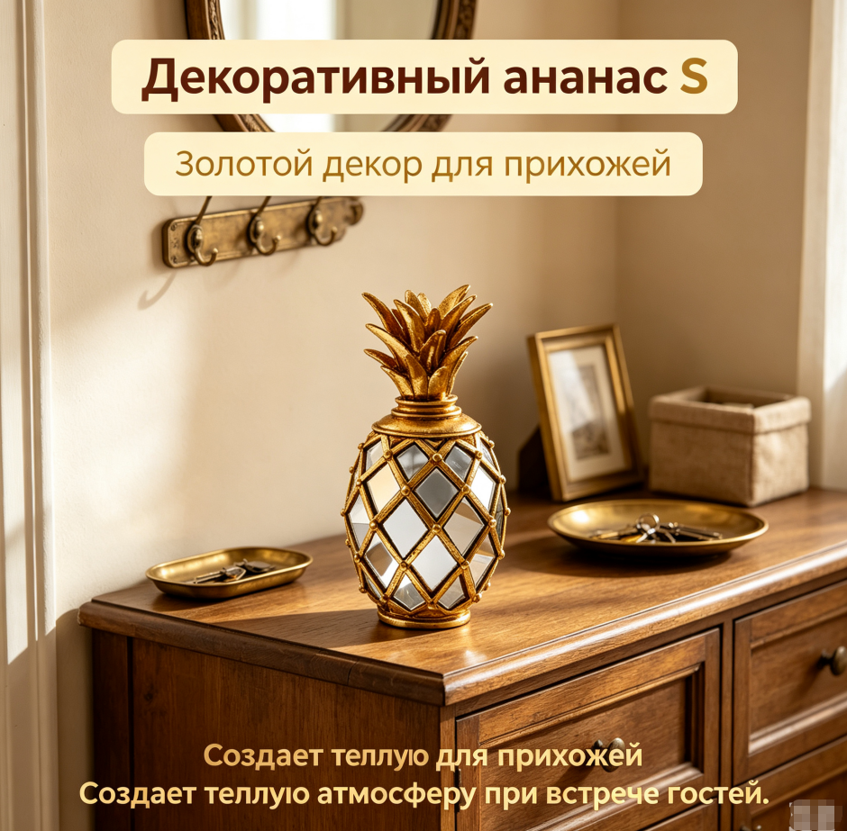 Роскошный декоративный ананас с зеркальными вставками, винтажное европейское изделие из смолы, декор для прихожей