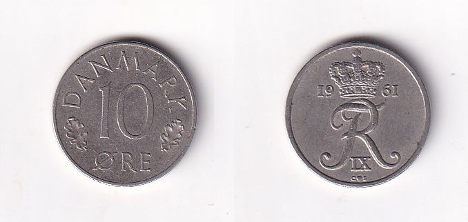 Дания 10 эре 1961 год