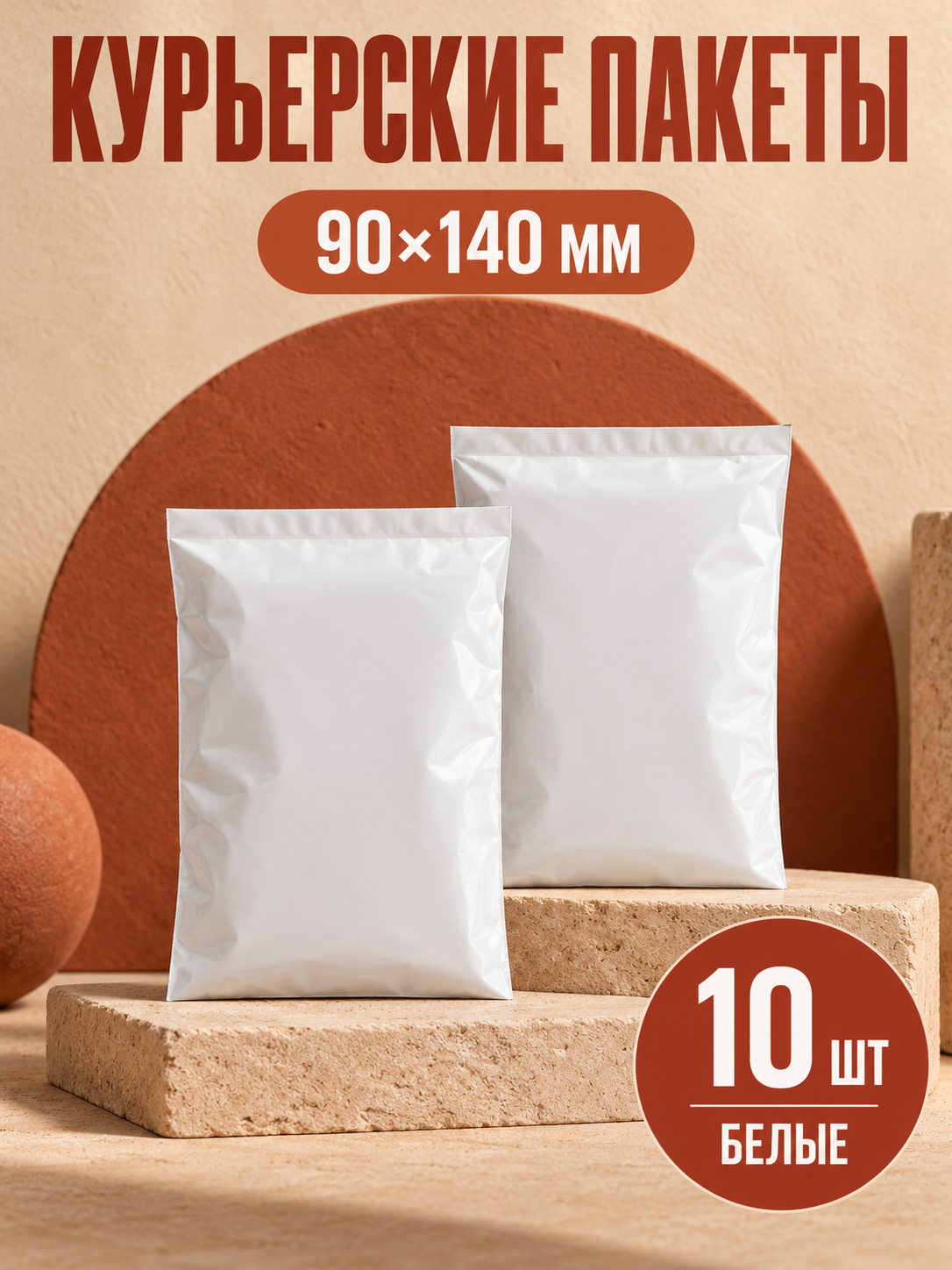Курьерский пакет для отправки и упаковки посылок, 90x140 мм, 10 шт.