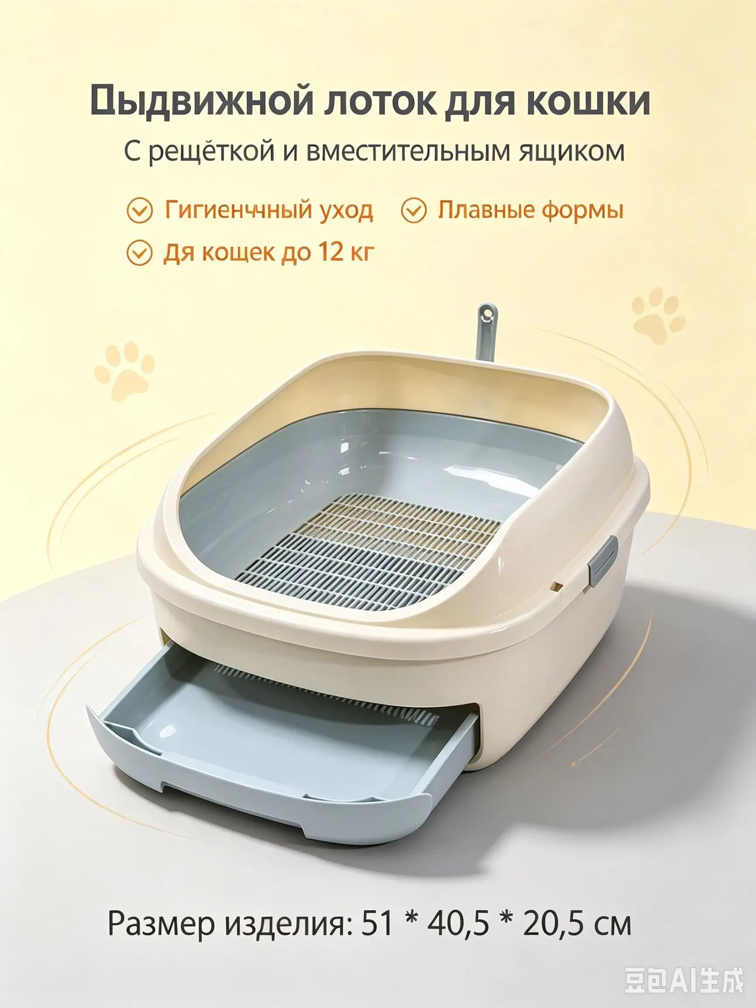 Эксклюзивный двухъярусный лоток с выдвижным контейнером, внутренний размер 35 на 40 на 16.5 см